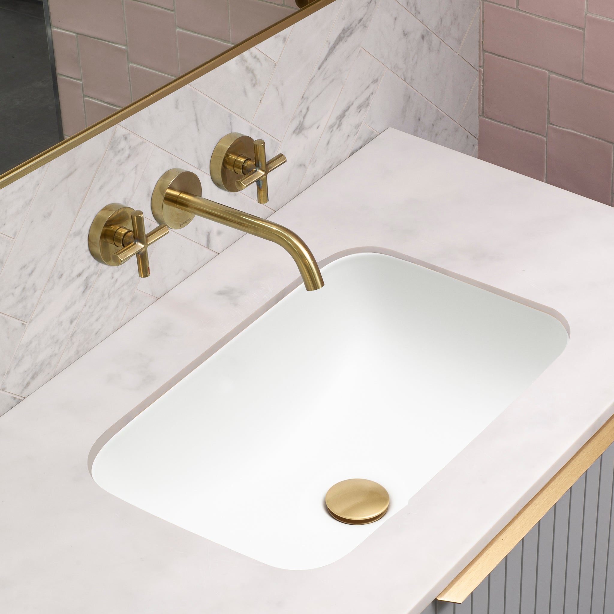 Retti Rectangular 515mm x 375mm Under-Counter Basin with Overflow, Mat ...