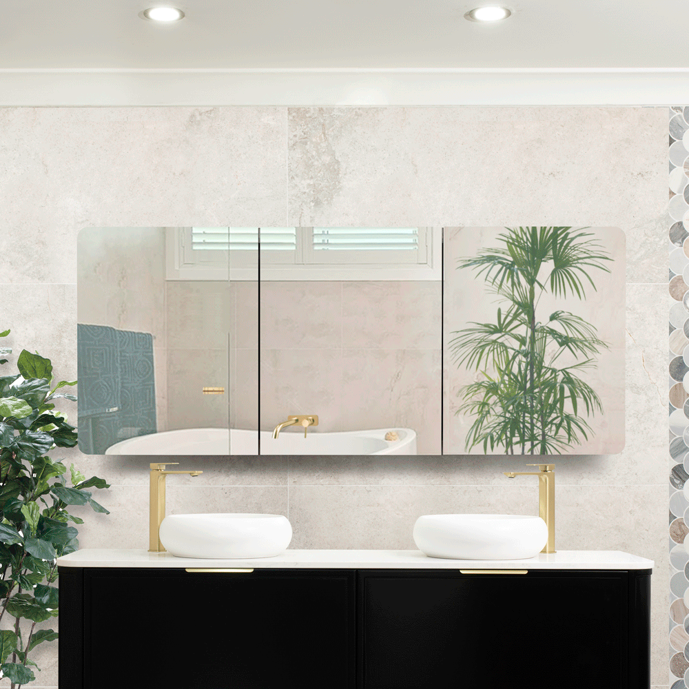Retti Rectangular 1800mm x 750mm Mirrored Shaving Cabinet, Matte Black ...