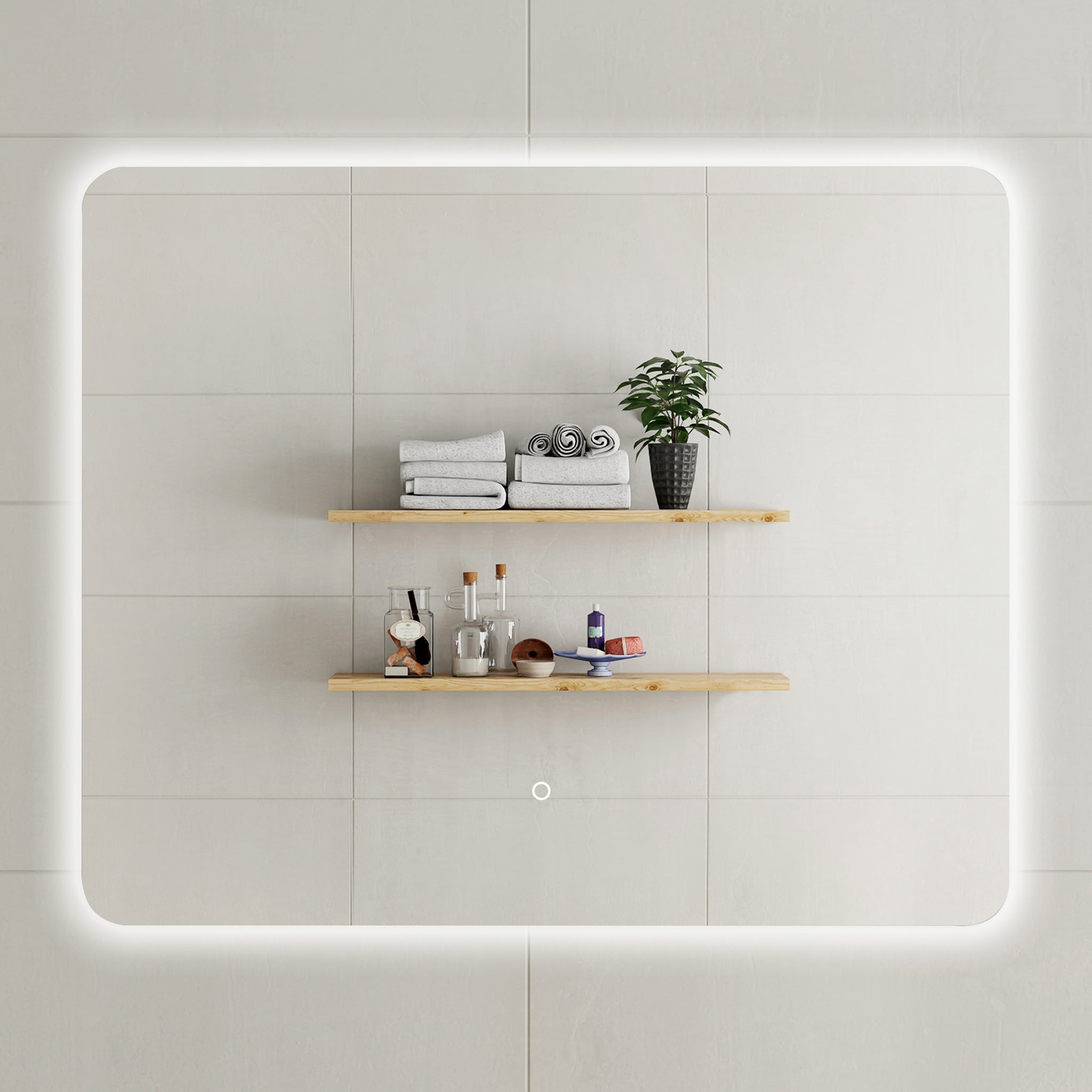 Retti Rectangular 1100mm x 900mm Backlit LED Frameless Mirror with Pol ...