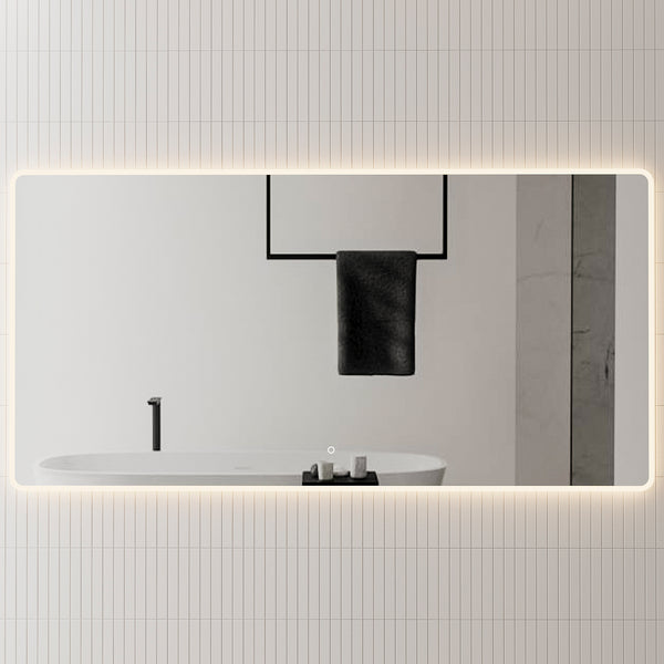 Retti Rectangular 1800mm x 900mm LED Mirror with Frosted Glass Border ...